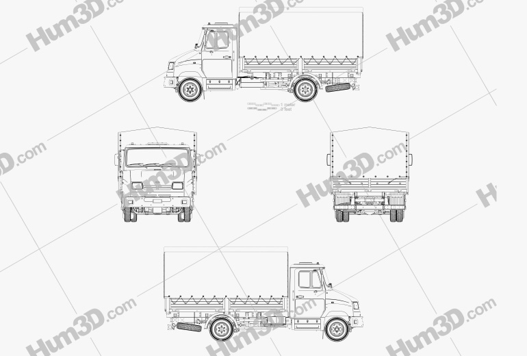 ZIL Bychok 5301 AO Truck 1996 Blueprint - 3DModels.org