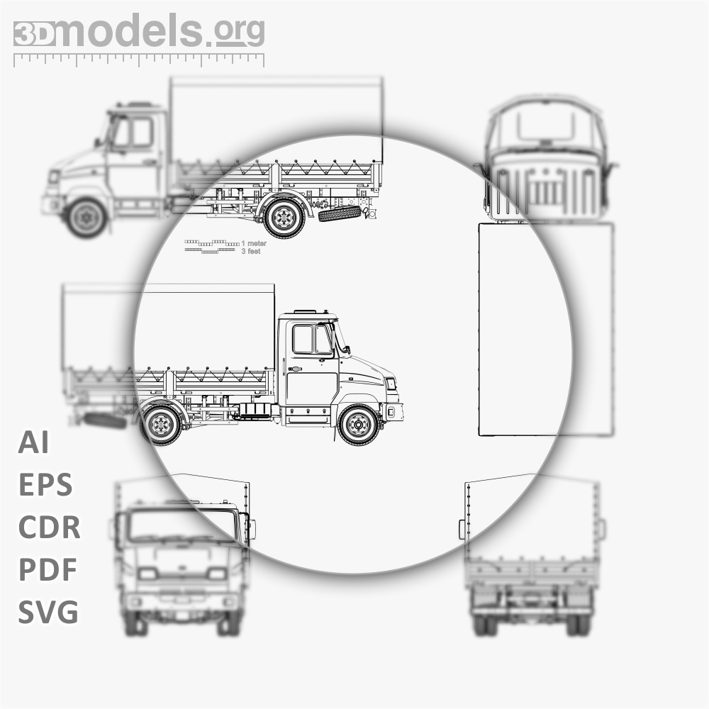 ZIL Bychok 5301 AO Truck 2015 Vector Blueprint - 3DModels.org
