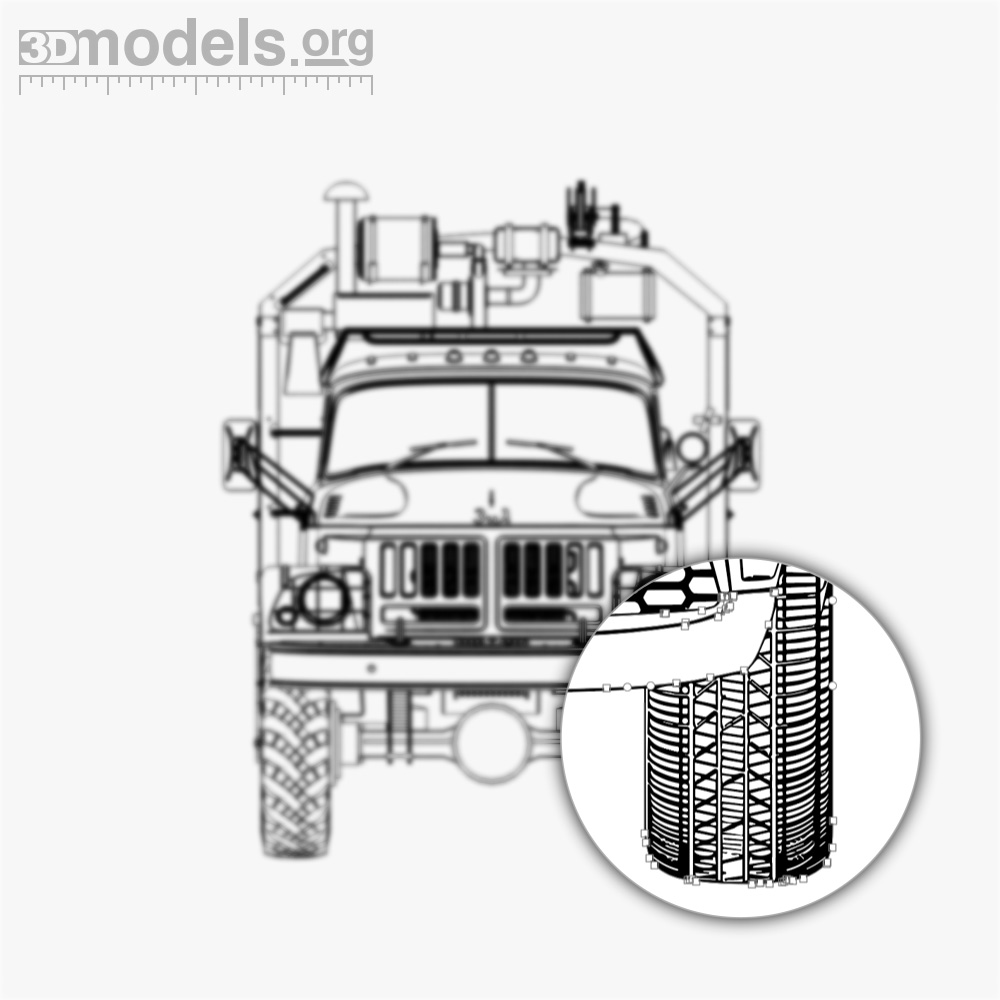 ZiL 131 Camion de l’armée 1966 Plan Vectoriel - 3DModels.org