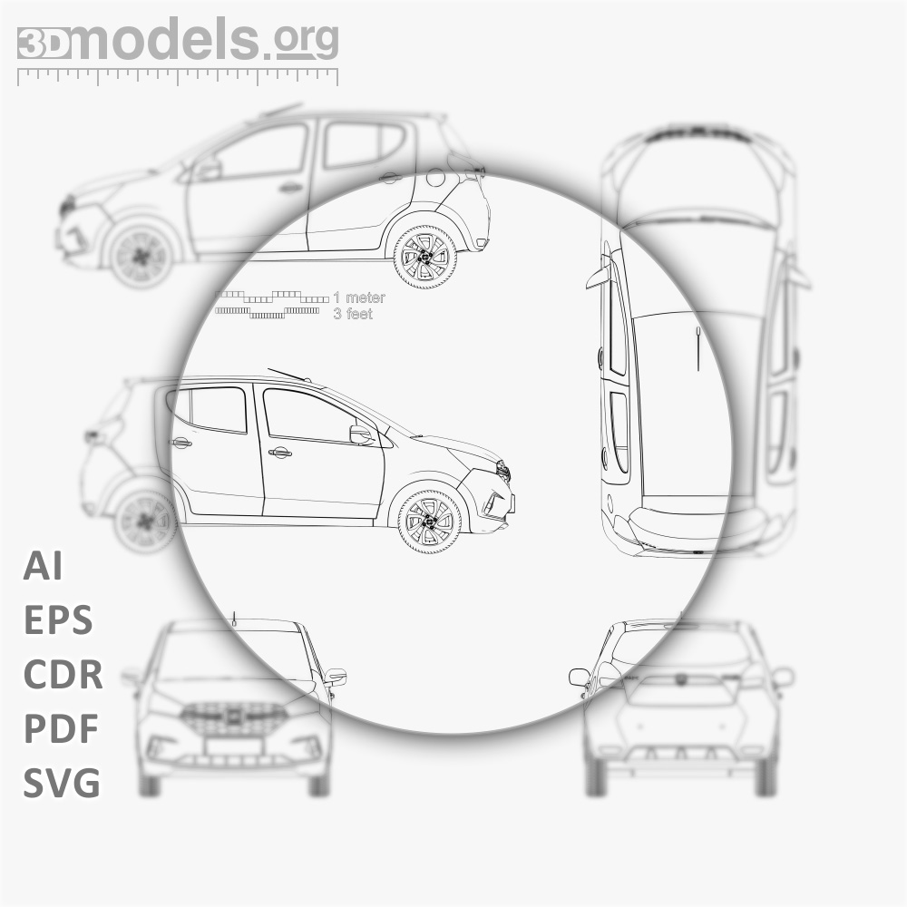 Zotye Yun100 Plus 2020 Vector Blueprint - 3DModels.org