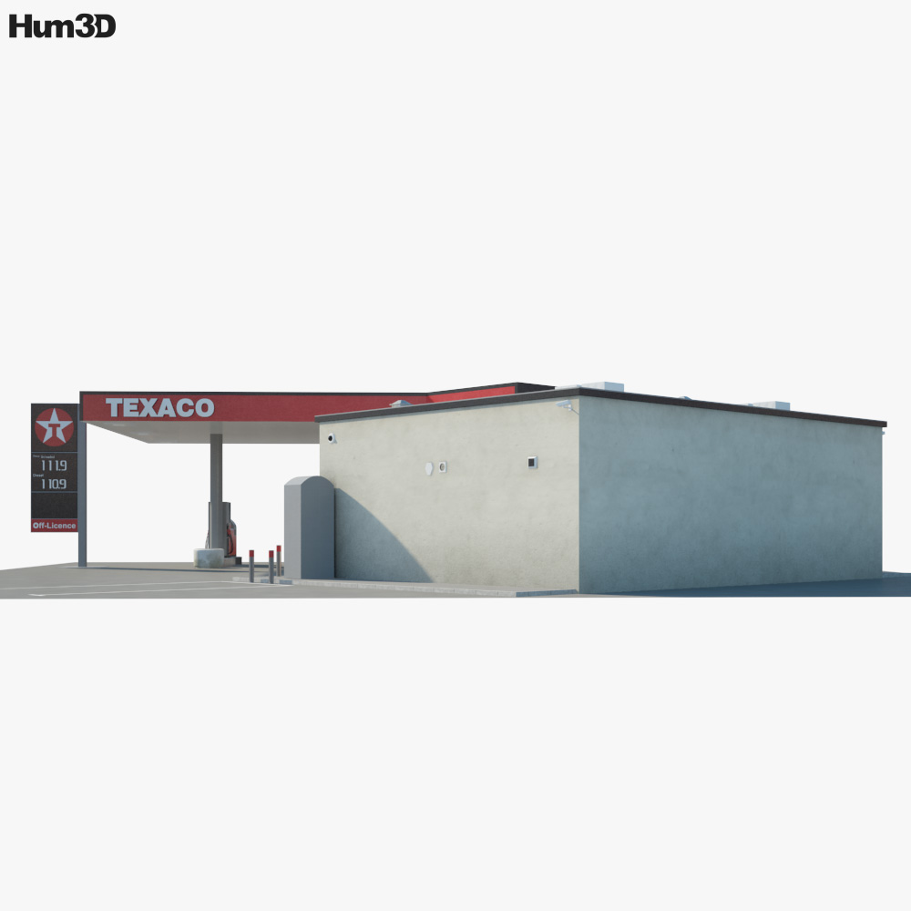 Texaco 주유소 01 3D 모델 - 다운로드 Commercial Building on 3DModels.org