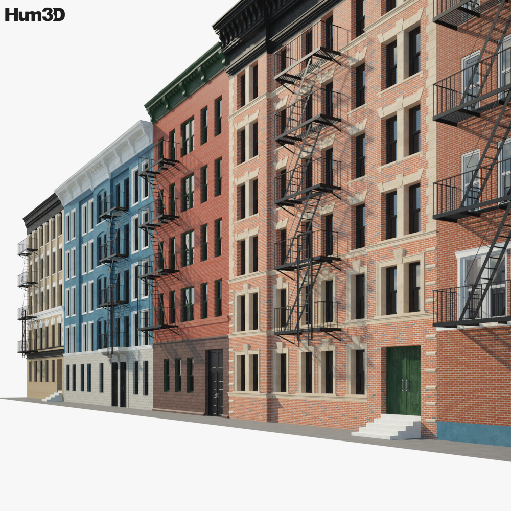 Brick buildings 3D model - Download Buildings on 3DModels.org