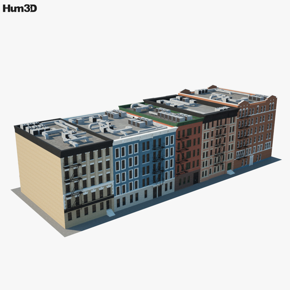 Brick buildings 3D model - Download Buildings on 3DModels.org