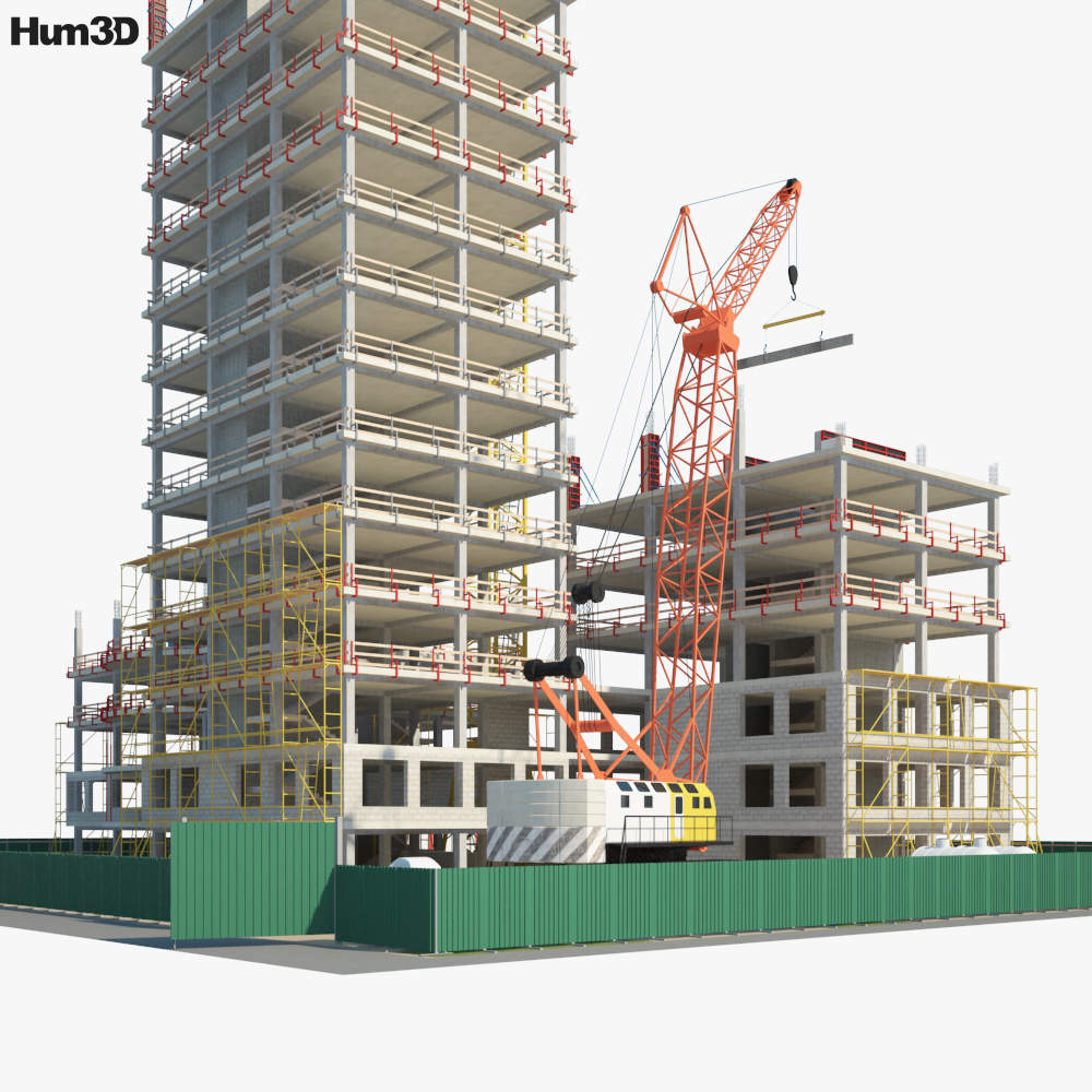 Building Construction site 3D model - Download Infrastructure Buildings ...
