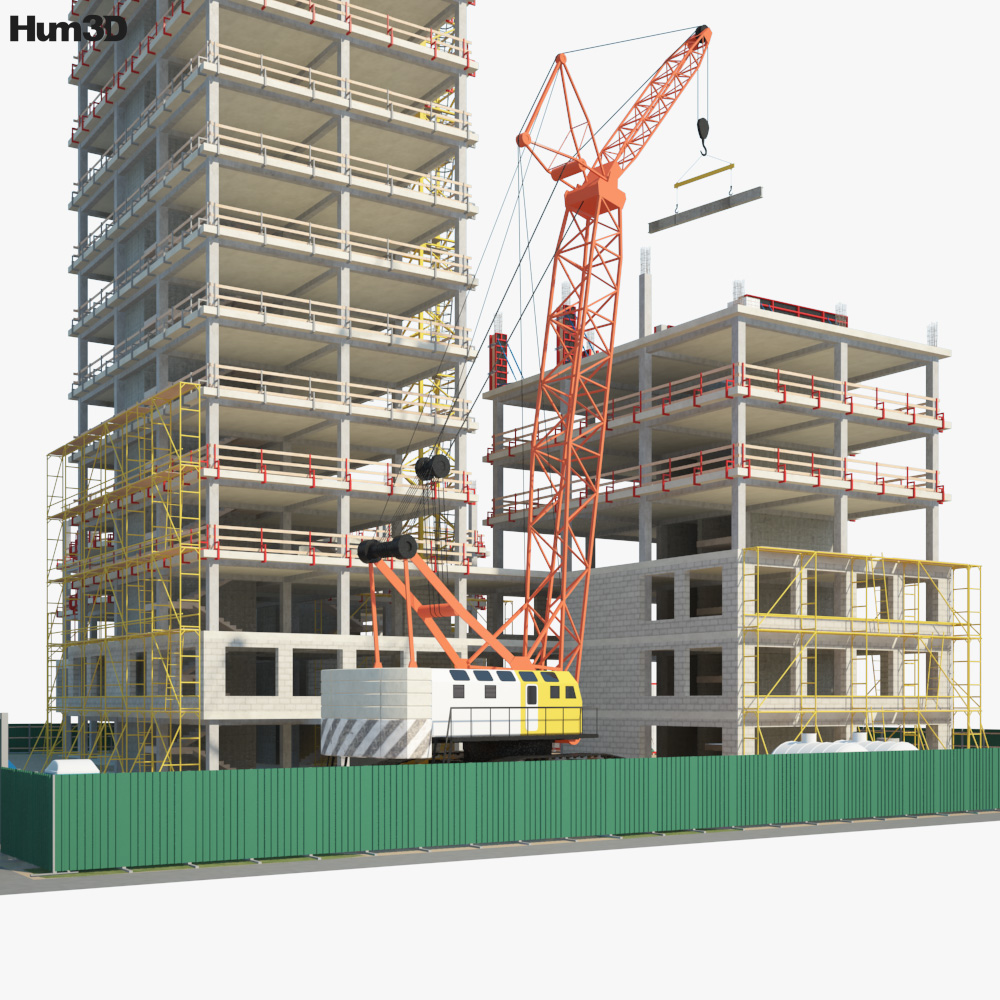 Building Construction site 3D model - Download Infrastructure Buildings ...