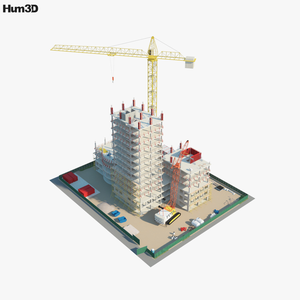 Building Construction site 3D model - Download Infrastructure Buildings ...