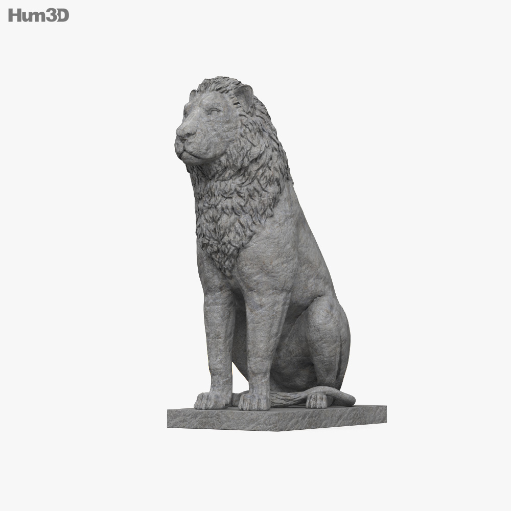 Sitting Lion Sculpture 3D model - Download Street elements on 3DModels.org