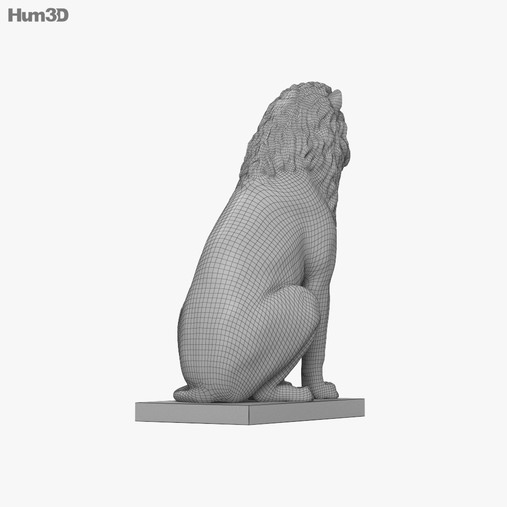 Sitting Lion Sculpture 3D model - Download Street elements on 3DModels.org
