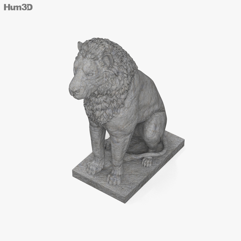 Sitting Lion Sculpture 3D model - Download Street elements on 3DModels.org