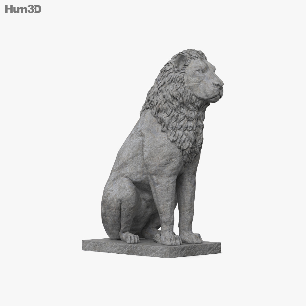 Sitting Lion Sculpture 3D model - Download Street elements on 3DModels.org