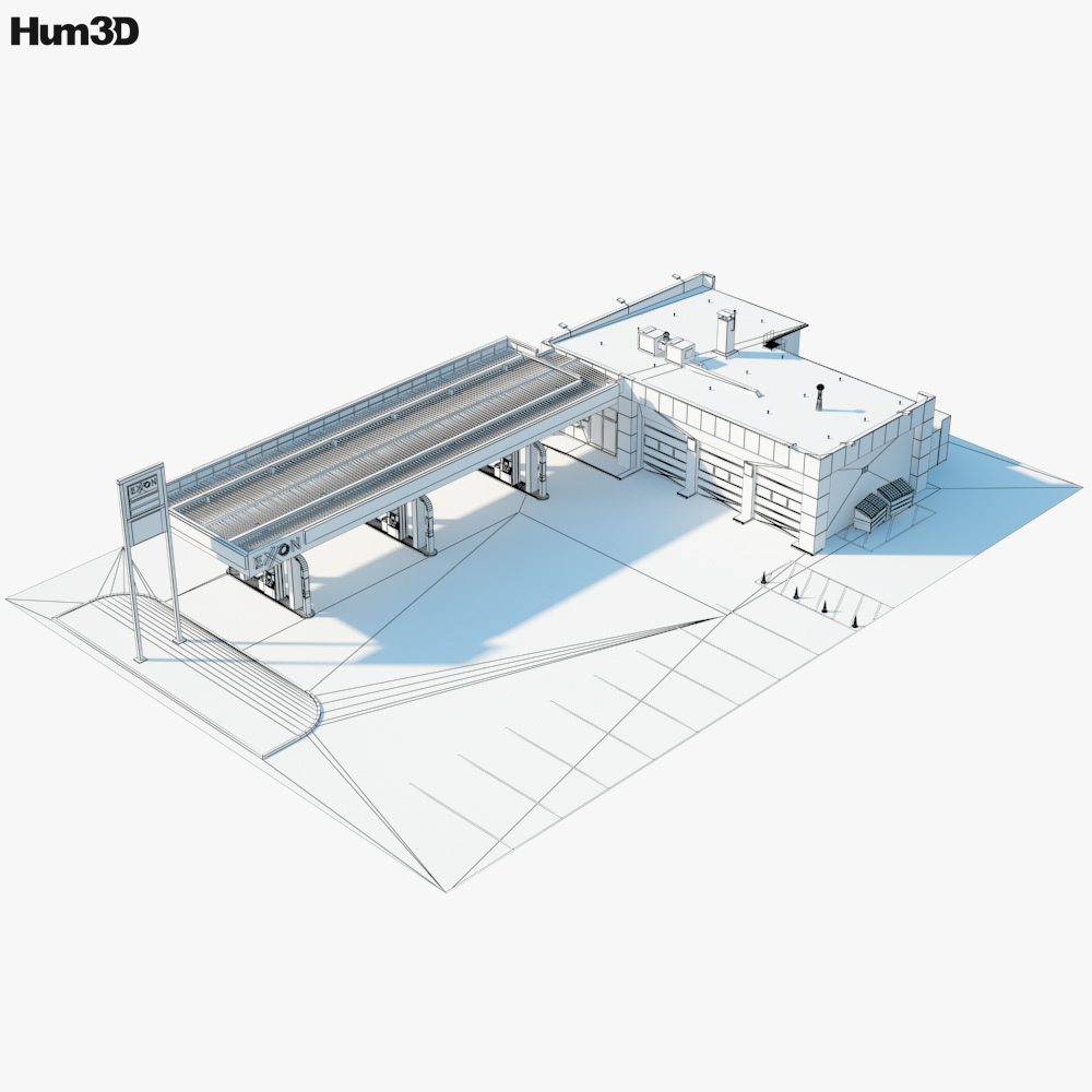 Exxon gas station 3D model - Download Commercial Building on 3DModels.org
