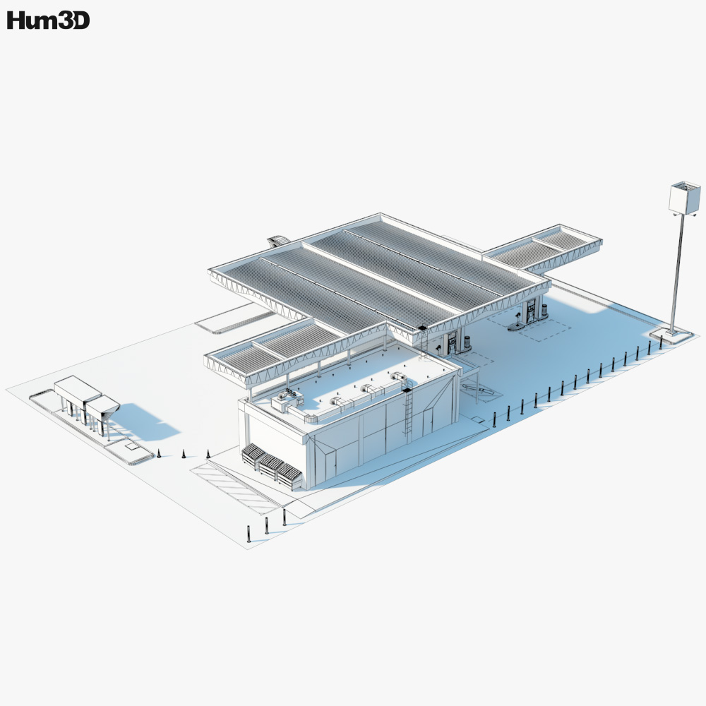 Bharat-Petroleum gas station 3D model - Download Commercial Building on ...