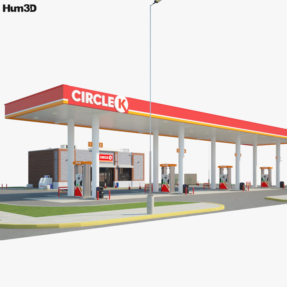 Circle K gas station 3D model - Download Commercial Building on ...