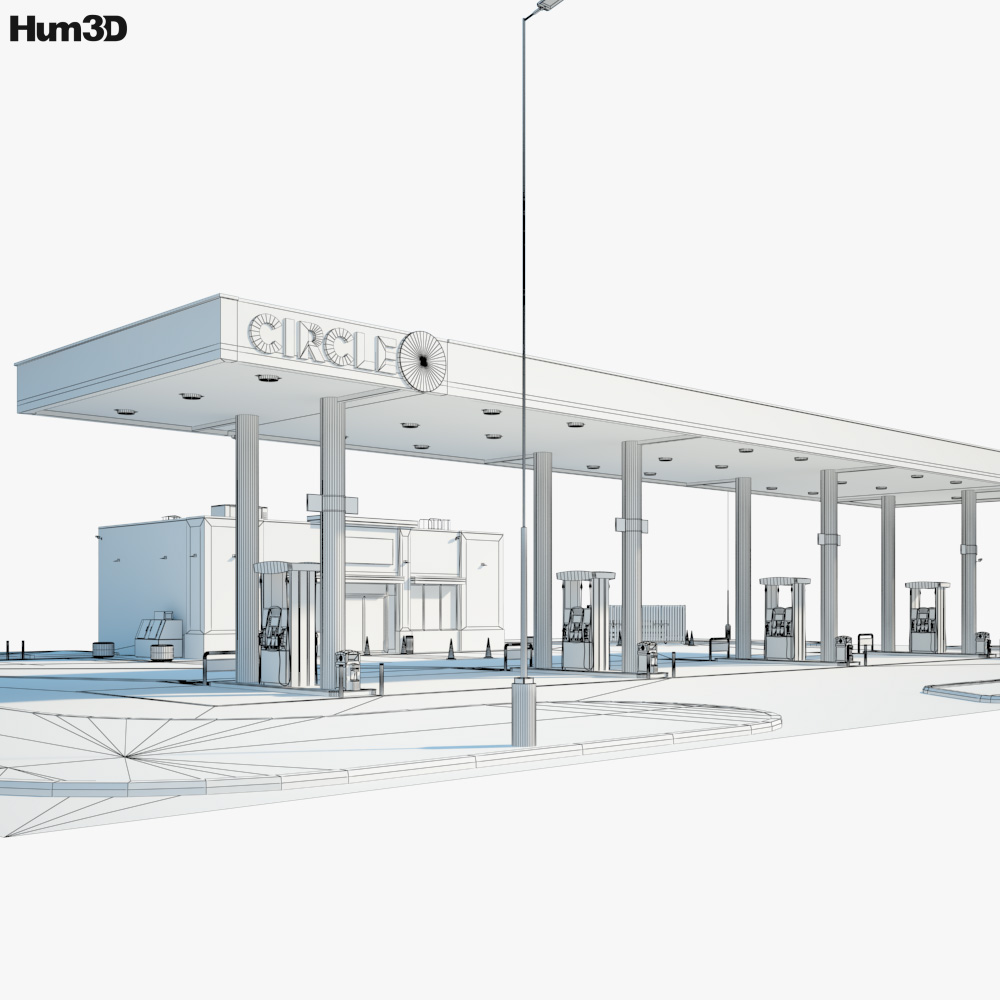 Circle K gas station 3D model - Download Commercial Building on ...