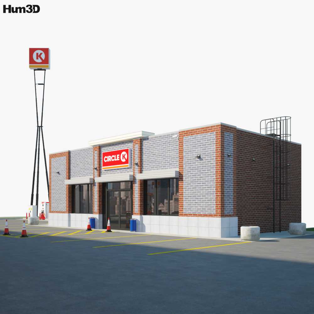 Circle K gas station 3D model - Download Commercial Building on ...