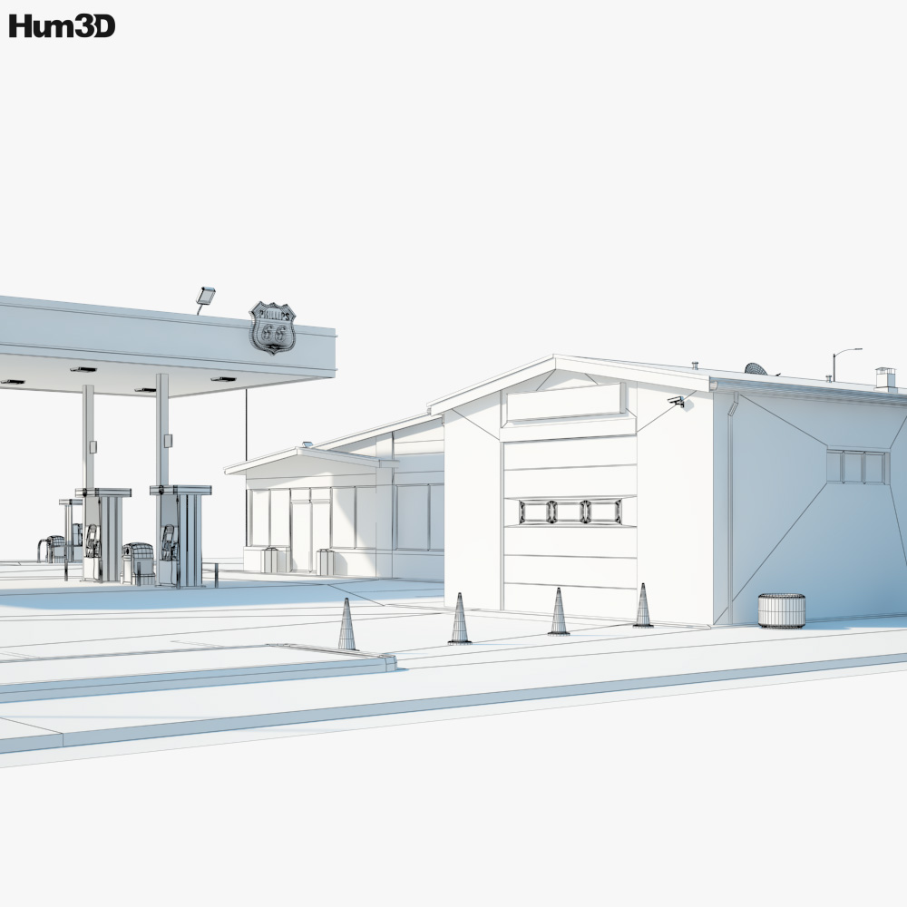 Phillips 66 gas station 3D model - Download Commercial Building on ...