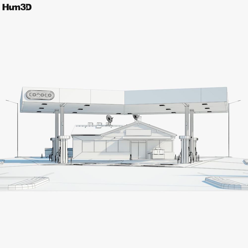 Gasoline Station Drawing 3d