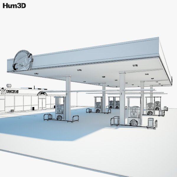 Gulf gas station 001 3D model - Download Commercial Building on ...