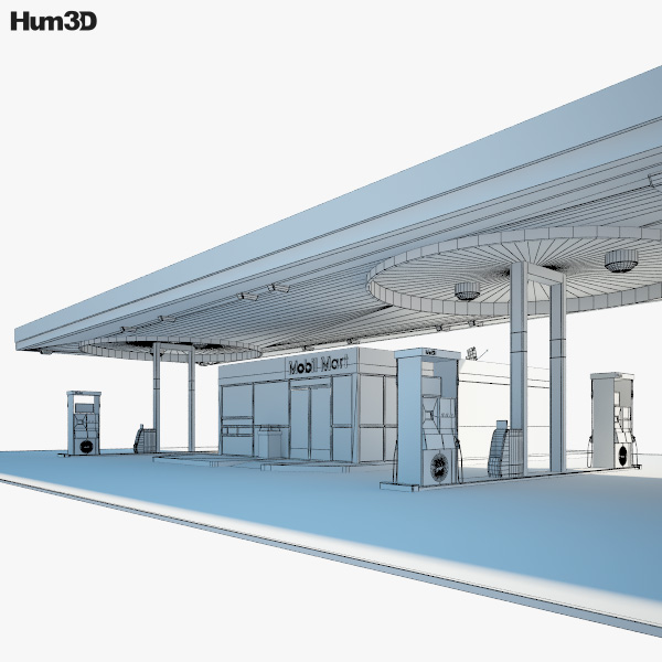 Mobil gas station 001 3D model - Download Commercial Building on ...