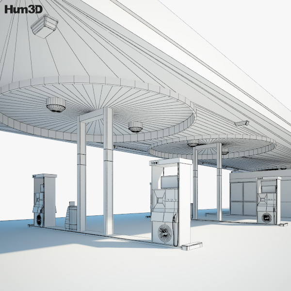 Mobil gas station 001 3D model - Download Commercial Building on ...