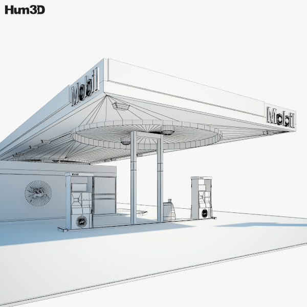 Mobil gas station 001 3D model - Download Commercial Building on ...