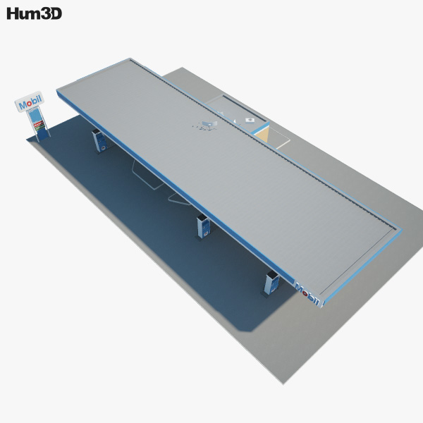 Mobil gas station 001 3D model - Download Commercial Building on ...