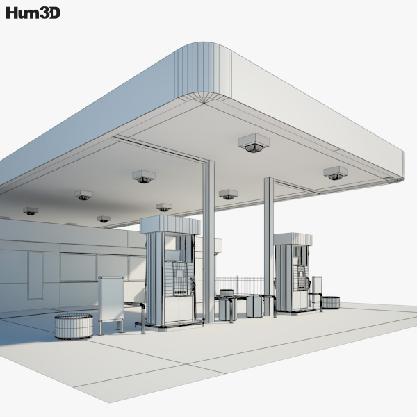 Sunoco gas station 001 3D model - Download Commercial Building on ...
