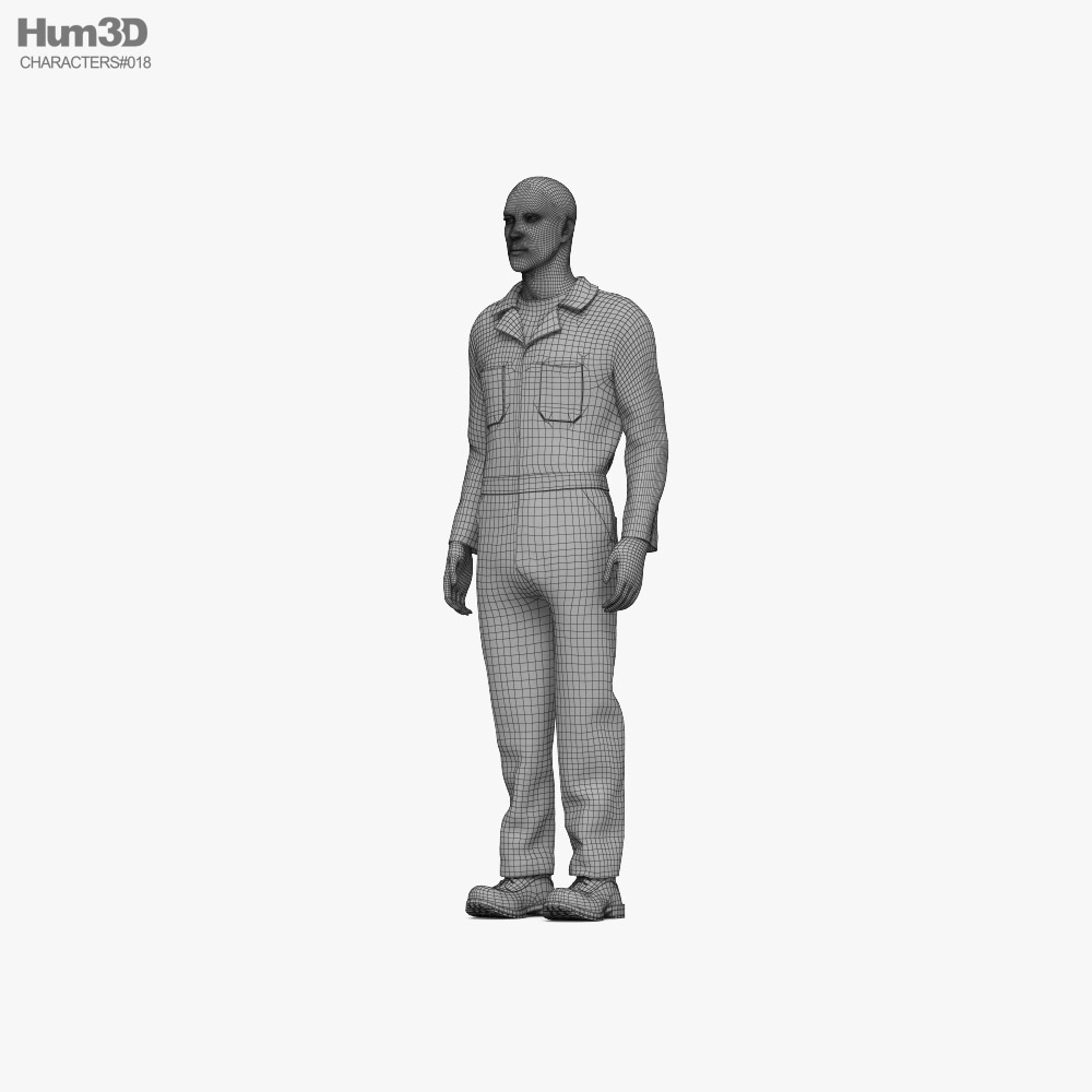 공장 노동자 3D 모델 - 다운로드 Character 켜기 3DModels.org