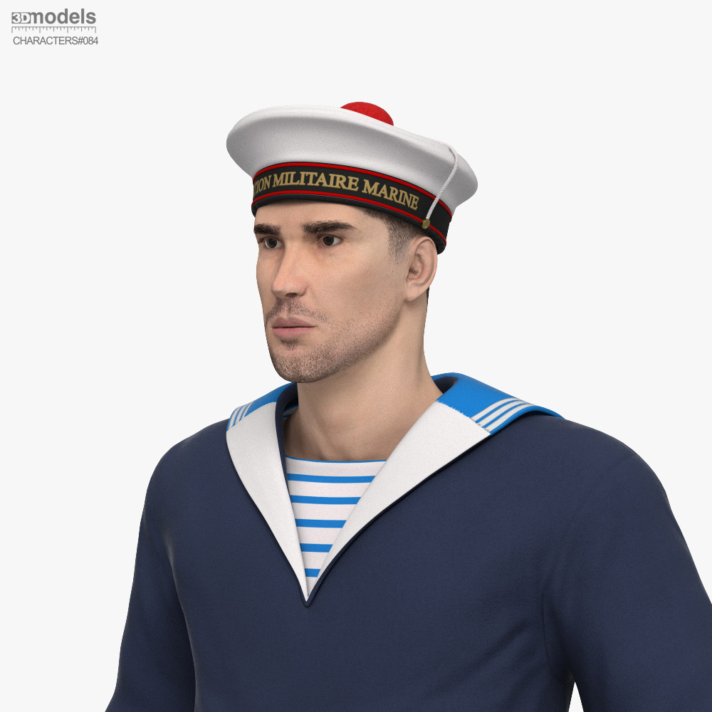 Navy French Soldier 3D model - Download Character on 3DModels.org