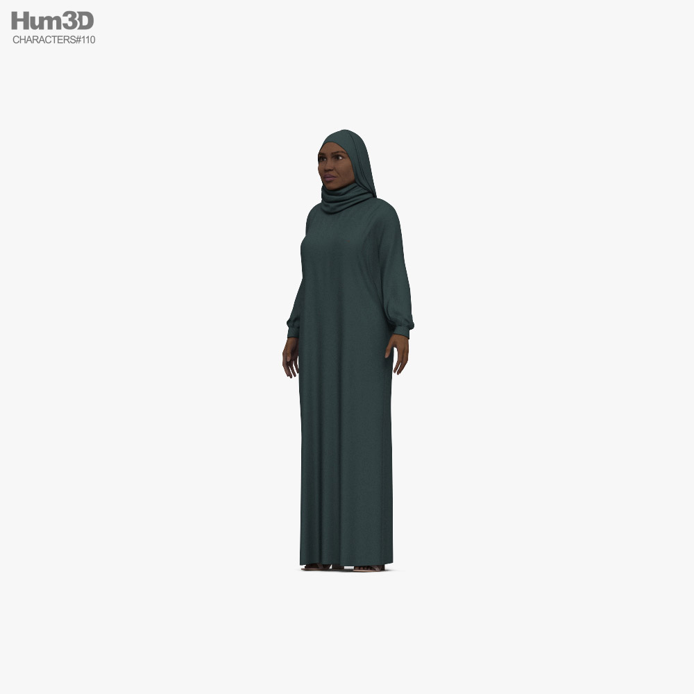 African-American Woman in Hijab 3D model - Download Character on ...