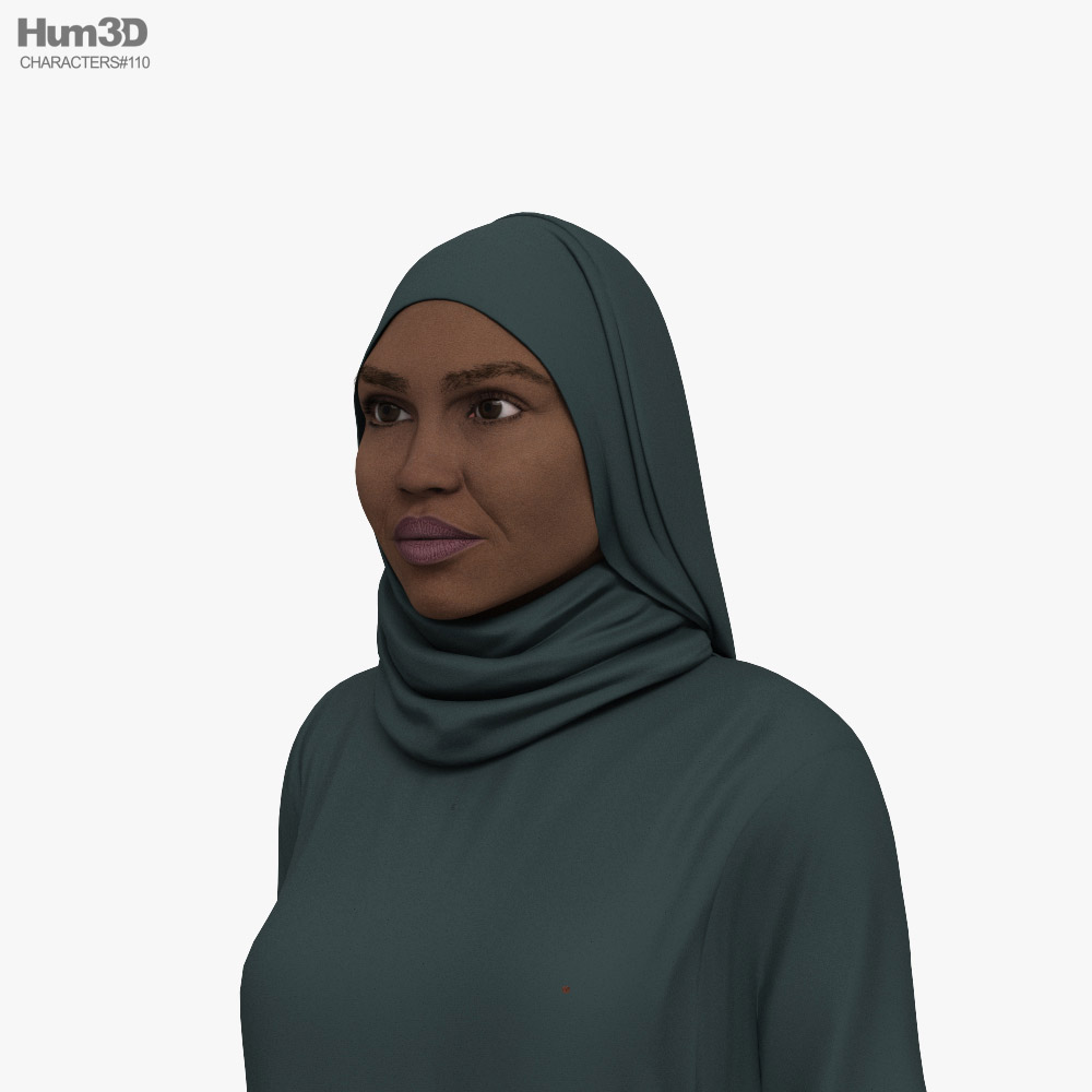 African-American Woman in Hijab 3D model - Download Character on ...