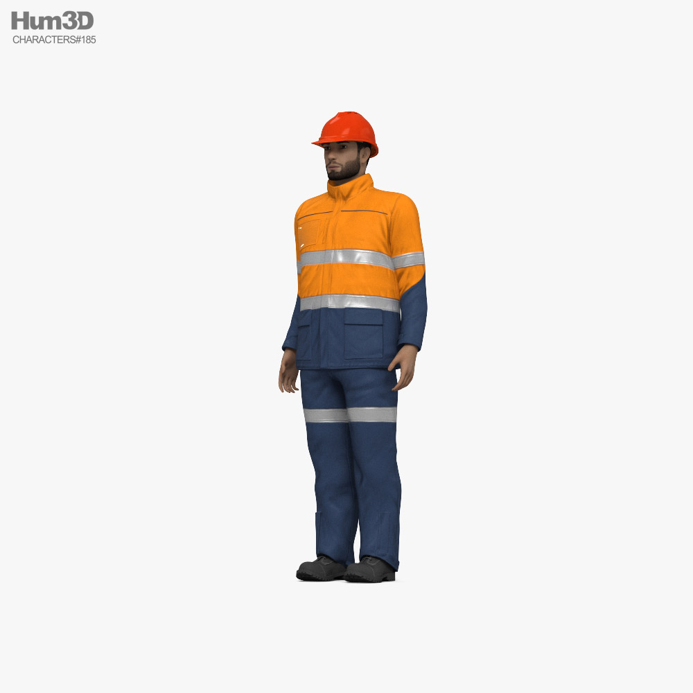 Middle Eastern Workman Mining Safety 3D model - Download Character on ...