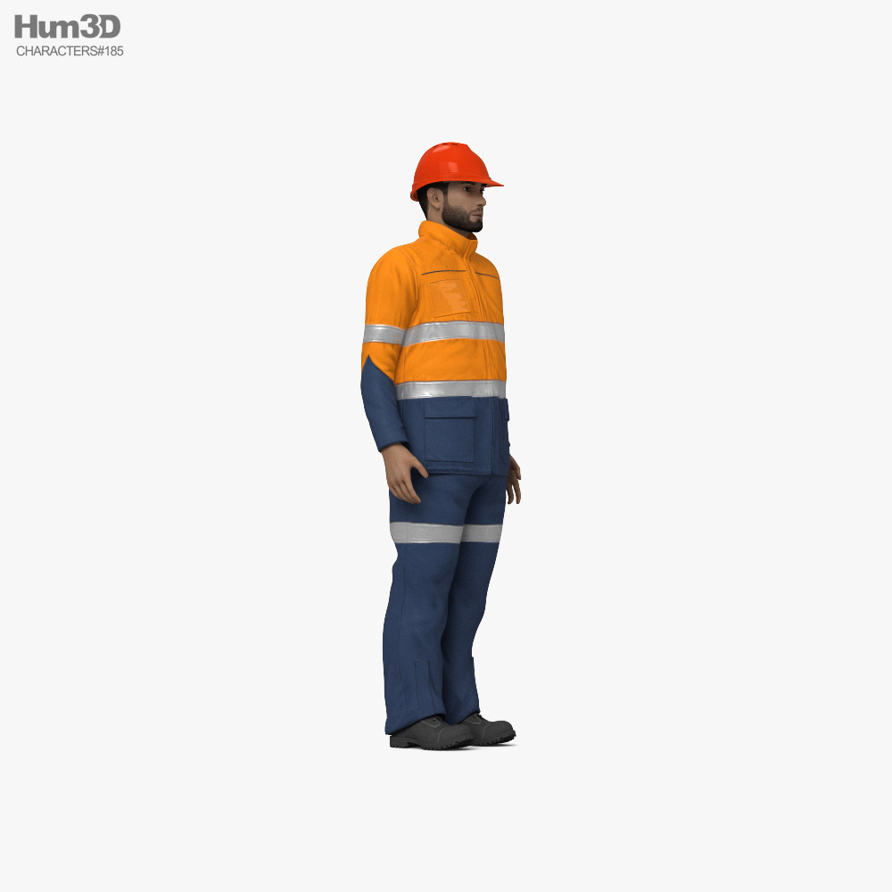Middle Eastern Workman Mining Safety 3D model - Download Character on ...