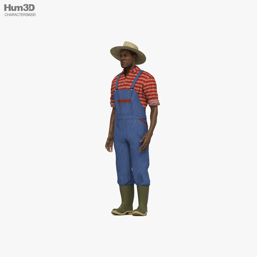 African-American Farmer 3D model - Download Character on 3DModels.org