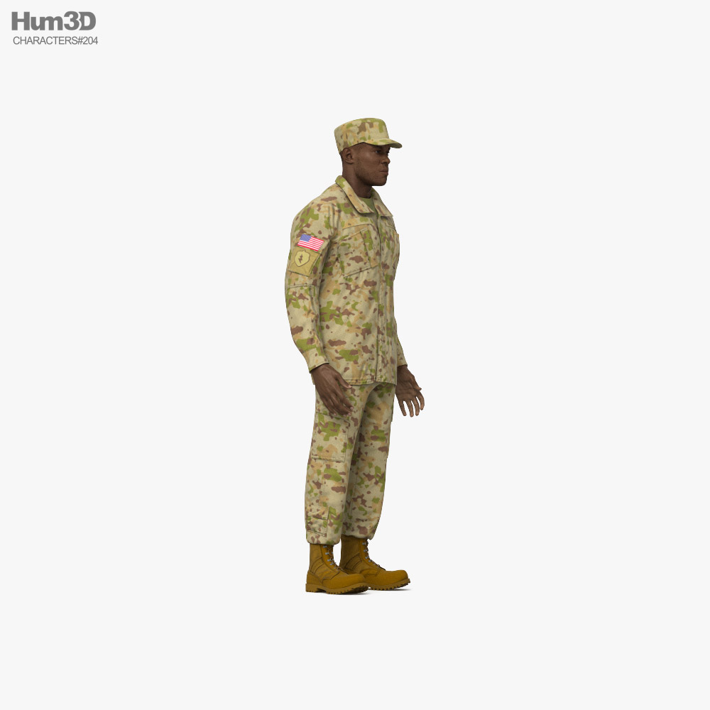 African-American Soldier 3D model - Download Character on 3DModels.org