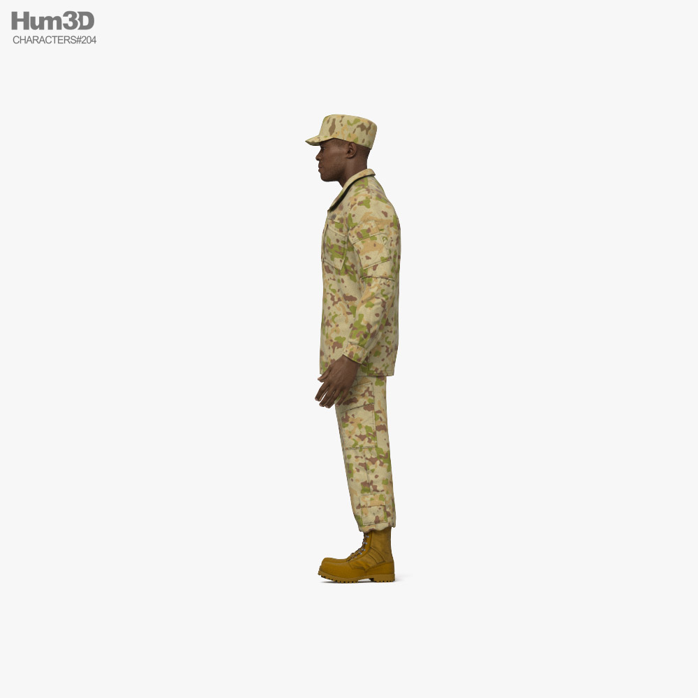 African-American Soldier 3D model - Download Character on 3DModels.org