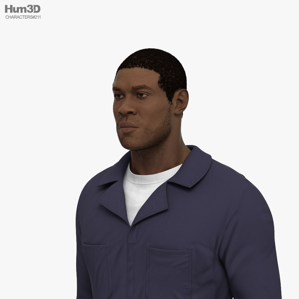 African-American Factory Worker 3D model - Download Character on ...