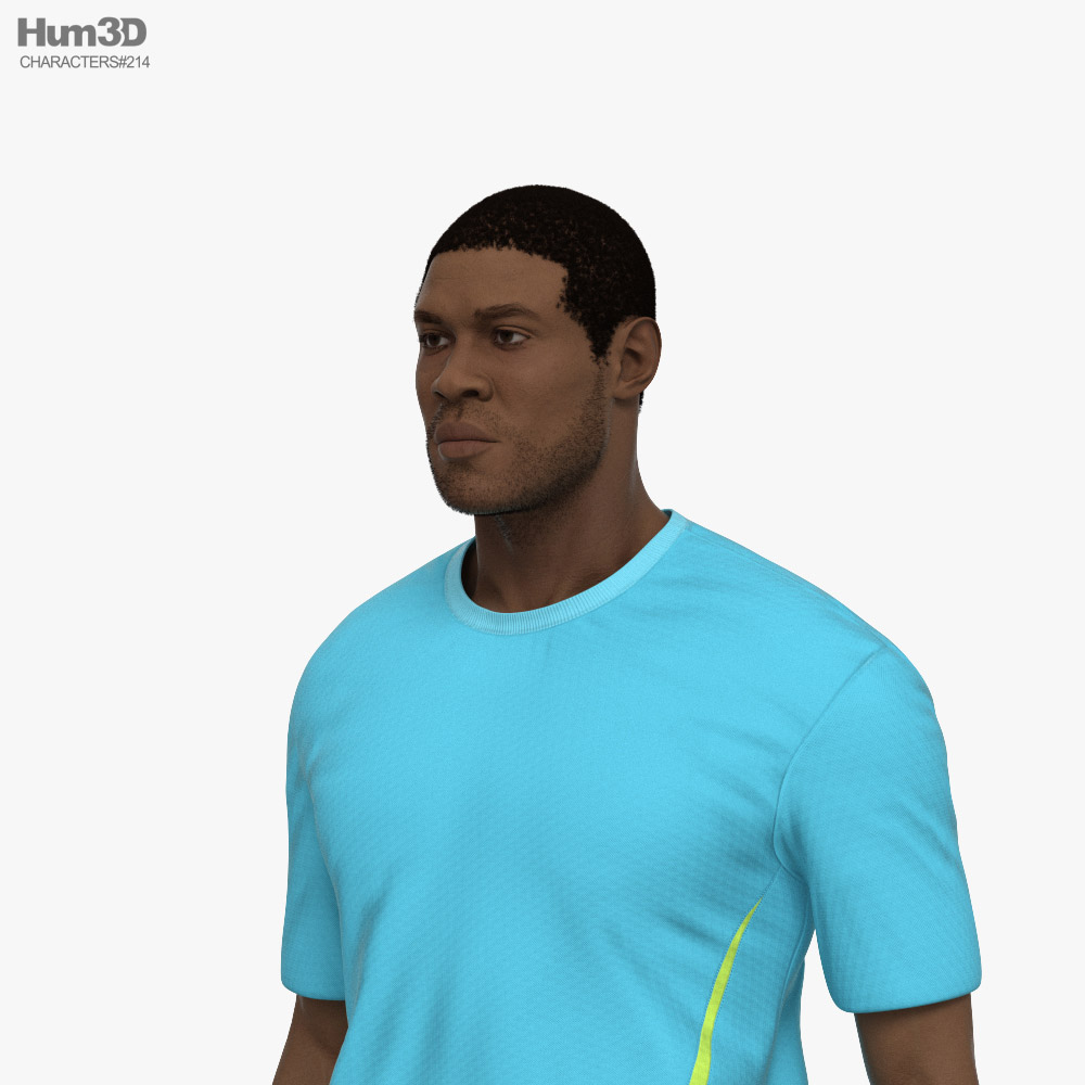 African-American Soccer Player 3D model - Download Character on ...