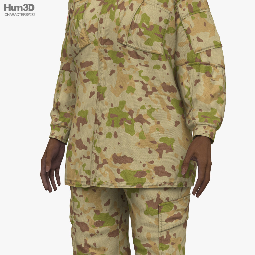 African-American Female Soldier 3D model - Download Character on ...