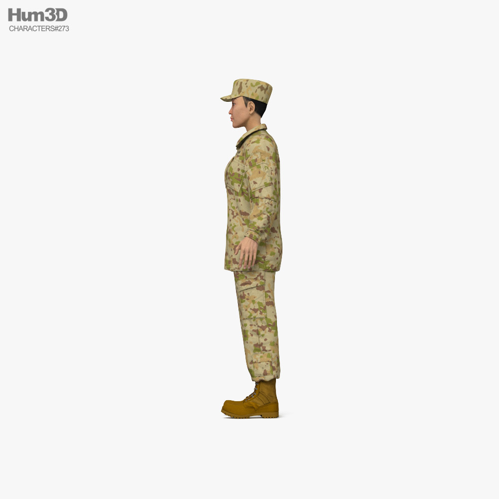 Asian Female Soldier 3D model - Download Character on 3DModels.org