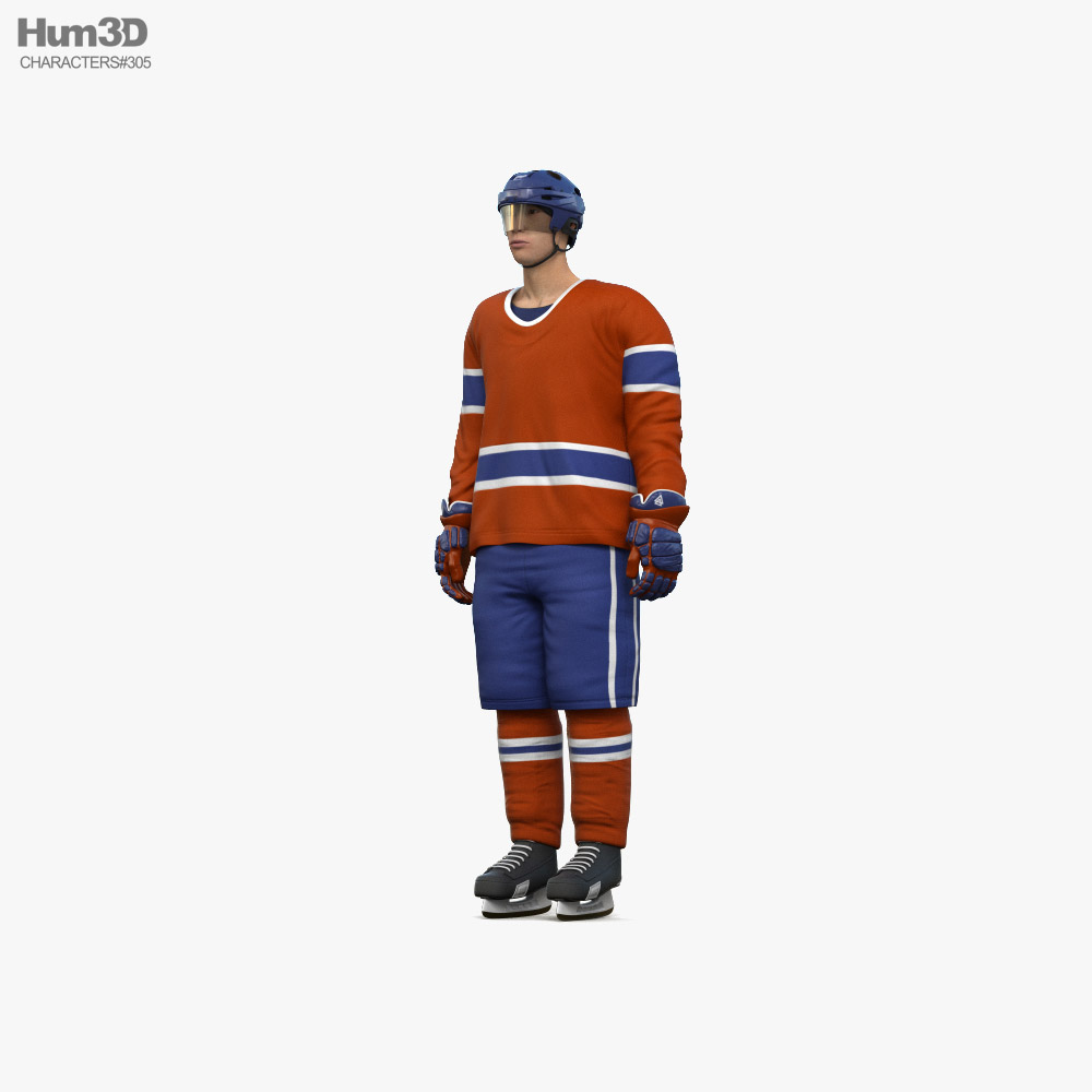 Asian Hockey Player 3D model - Download Character on 3DModels.org