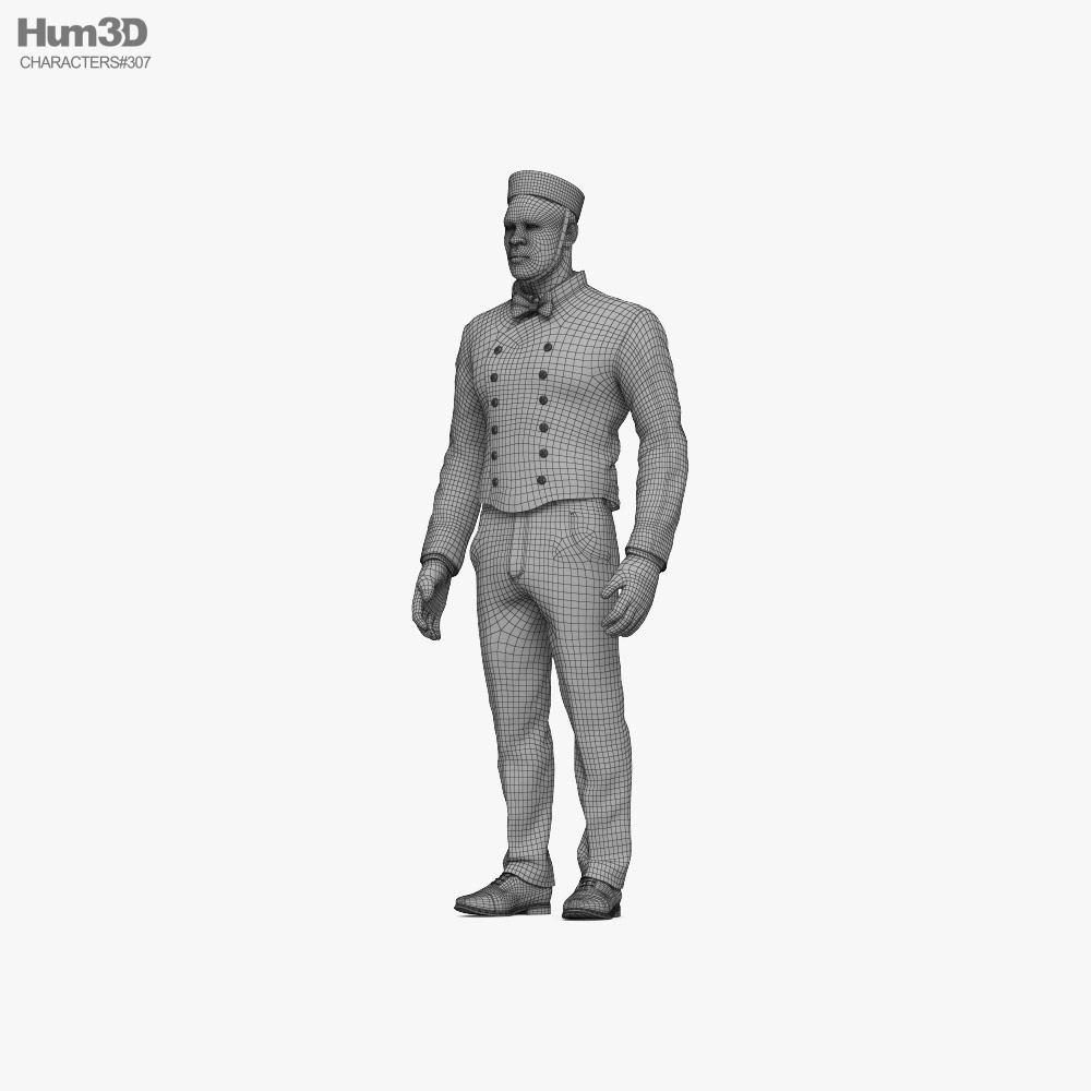 African-American Hotel Porter 3D model - Download Character on 3DModels.org
