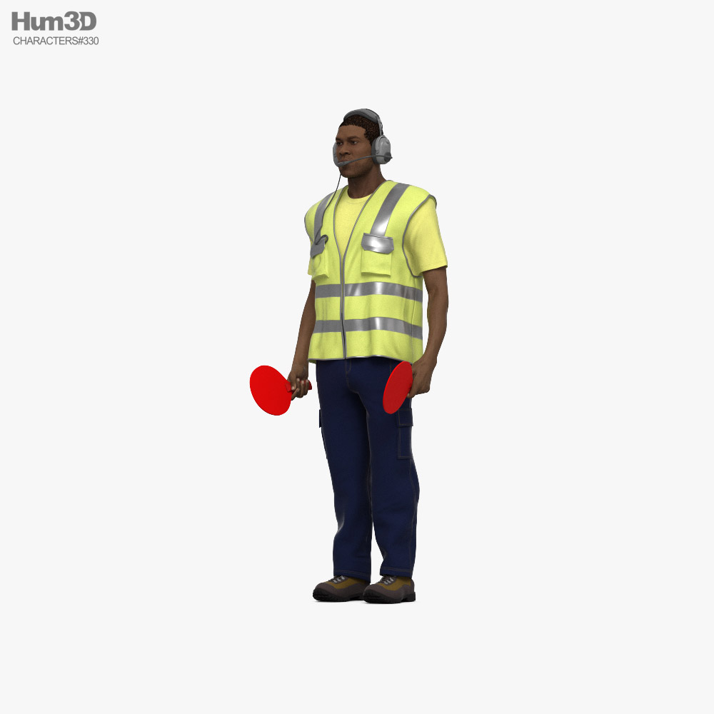 African-American Aircraft Marshaller 3D model - Download Character on ...