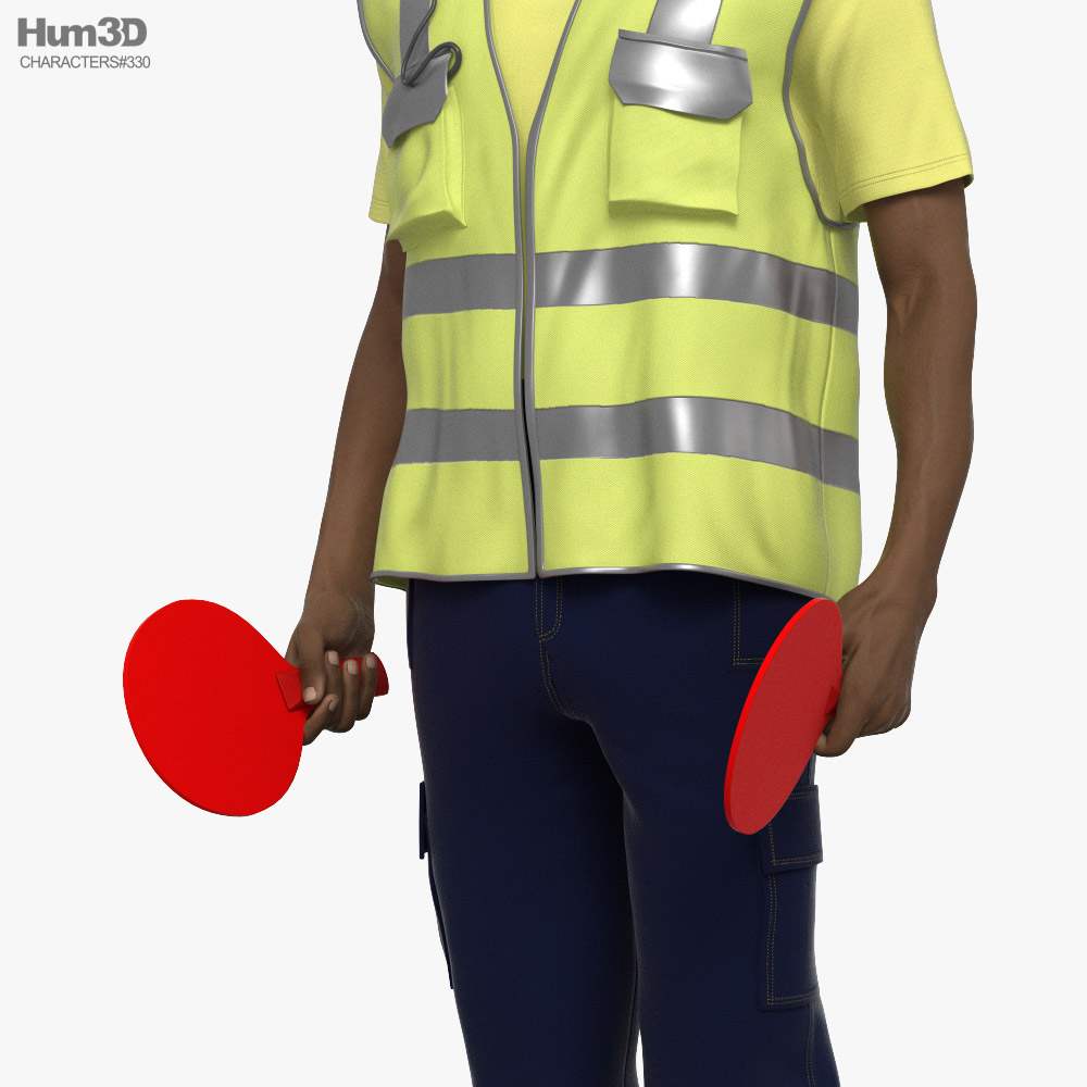 African-American Aircraft Marshaller 3D model - Download Character on ...
