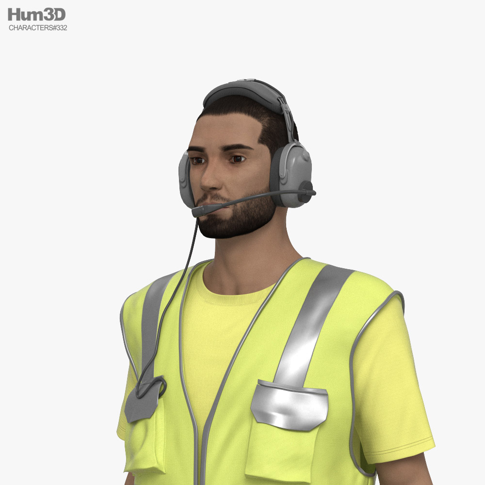 Middle Eastern Aircraft Marshaller 3D model - Download Character on ...