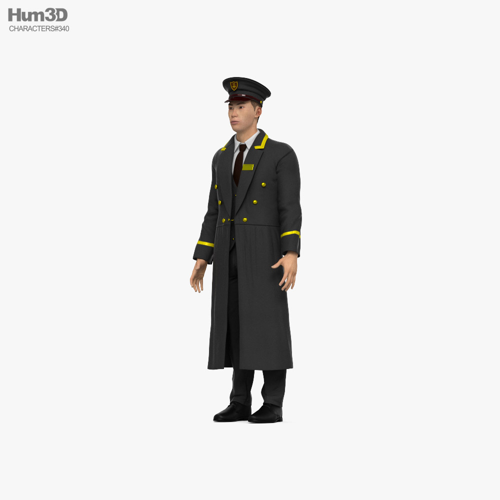 Asian Doorman 3D model - Download Character on 3DModels.org