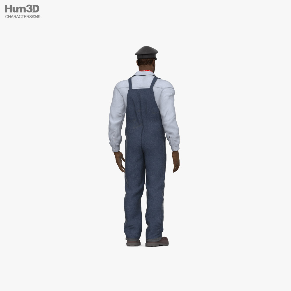 African-American Train Driver 3D model - Download Character on 3DModels.org