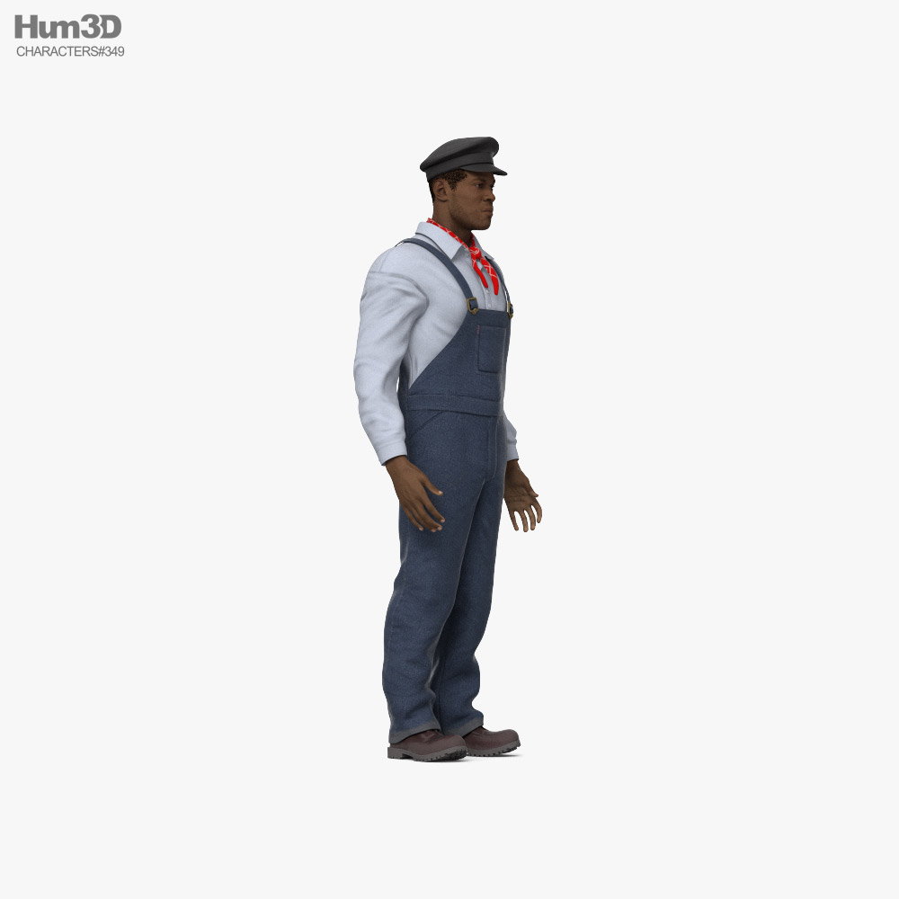 African-American Train Driver 3D model - Download Character on 3DModels.org