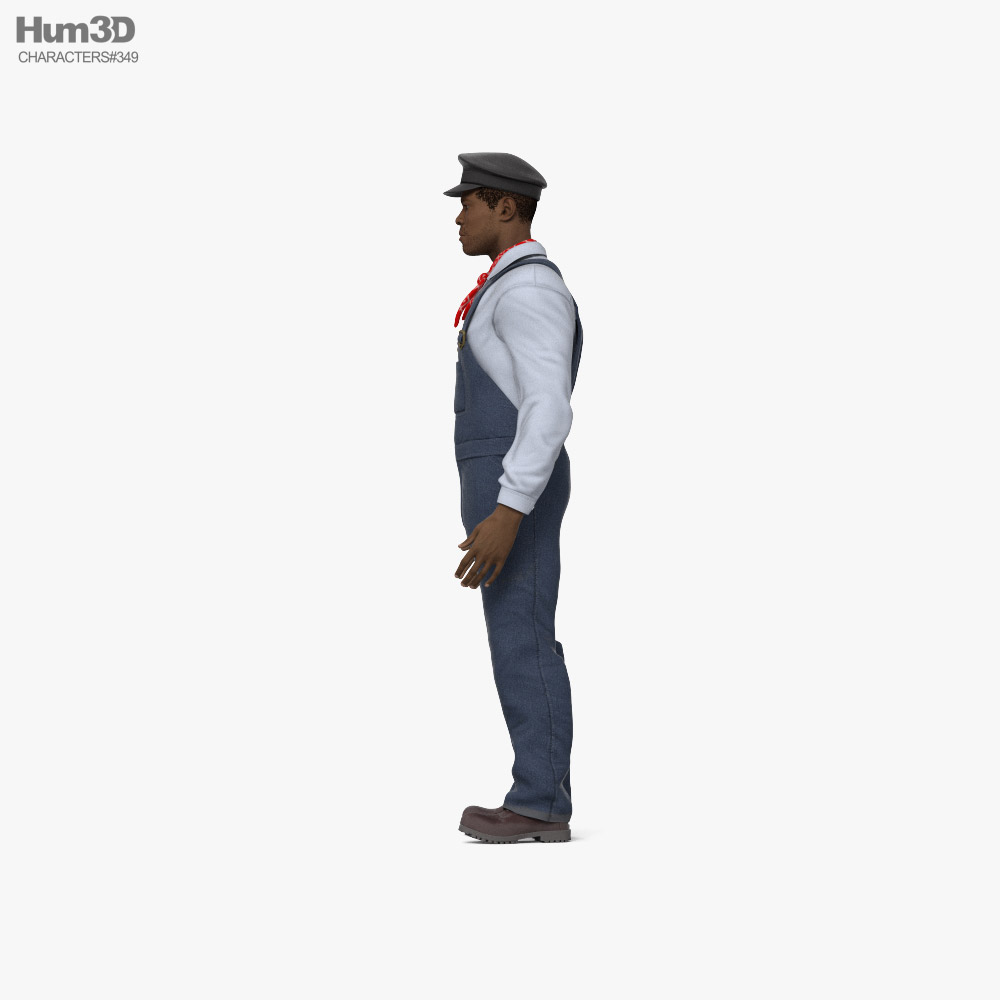 African-American Train Driver 3Dモデル - ダウンロード Character on 3DModels.org