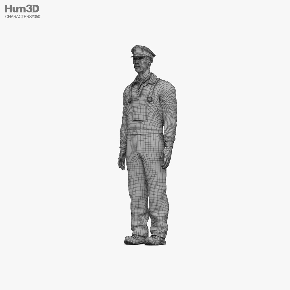 Asian Train Driver 3D model - Download Character on 3DModels.org